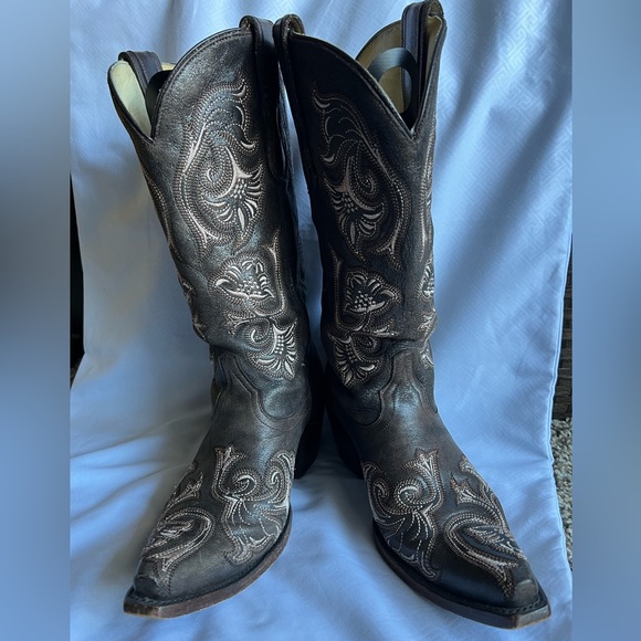 Corral | Shoes | Womens Corral Western Leather Boots Dark Brown Floral ...